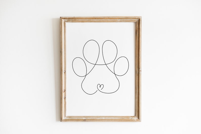 Paw Love One Line Art, Paw Line Art, Paw Minimalist Print, Paw One Line ...