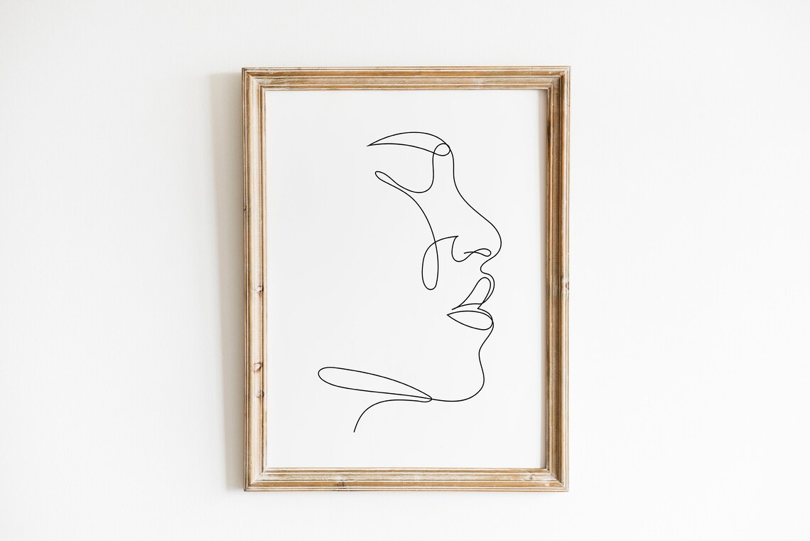 Crying Woman One Line Art, Crying Face Minimalist Print, Crying Face ...
