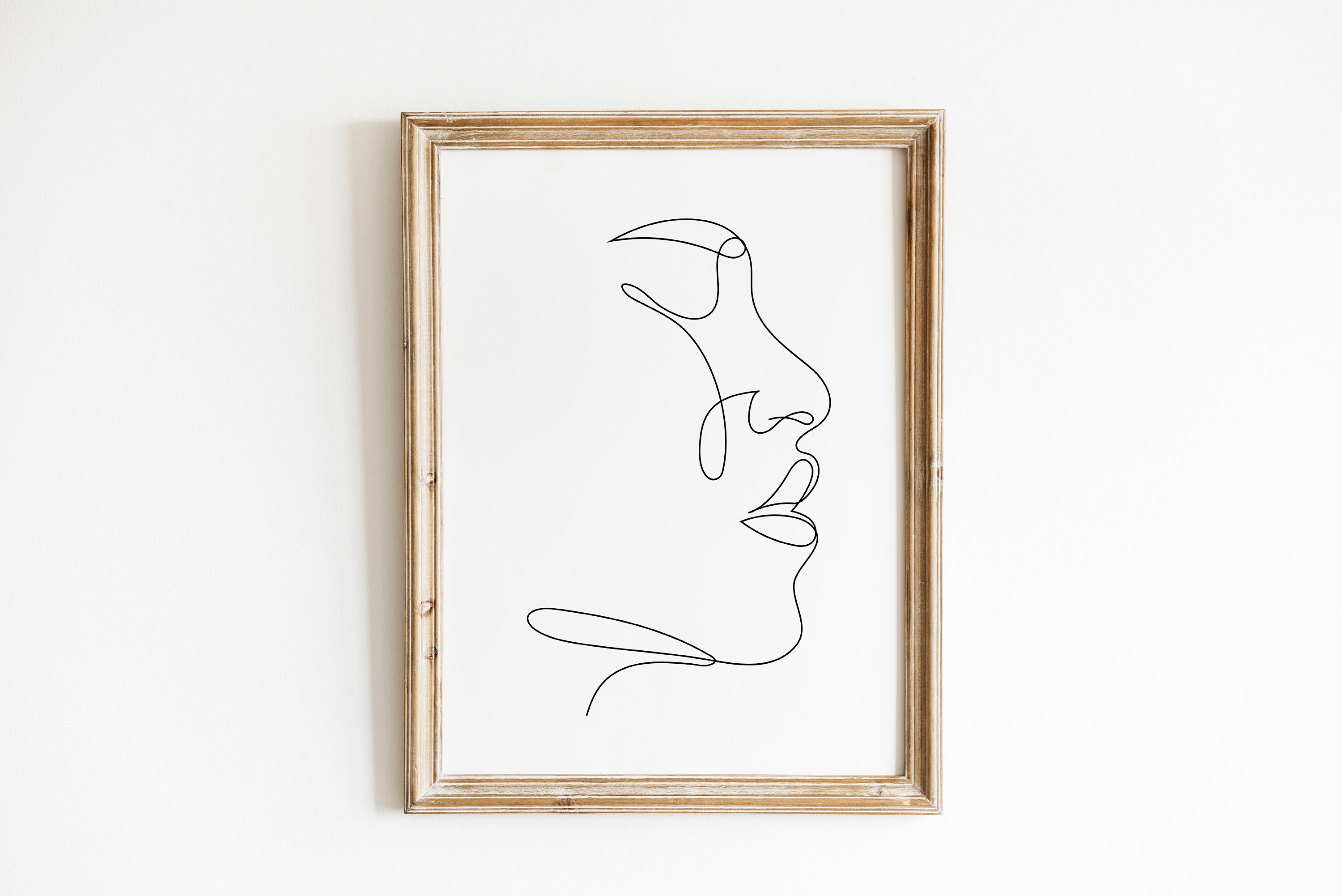 Crying Woman One Line Art, Crying Face Minimalist Druck, Crying Face ...