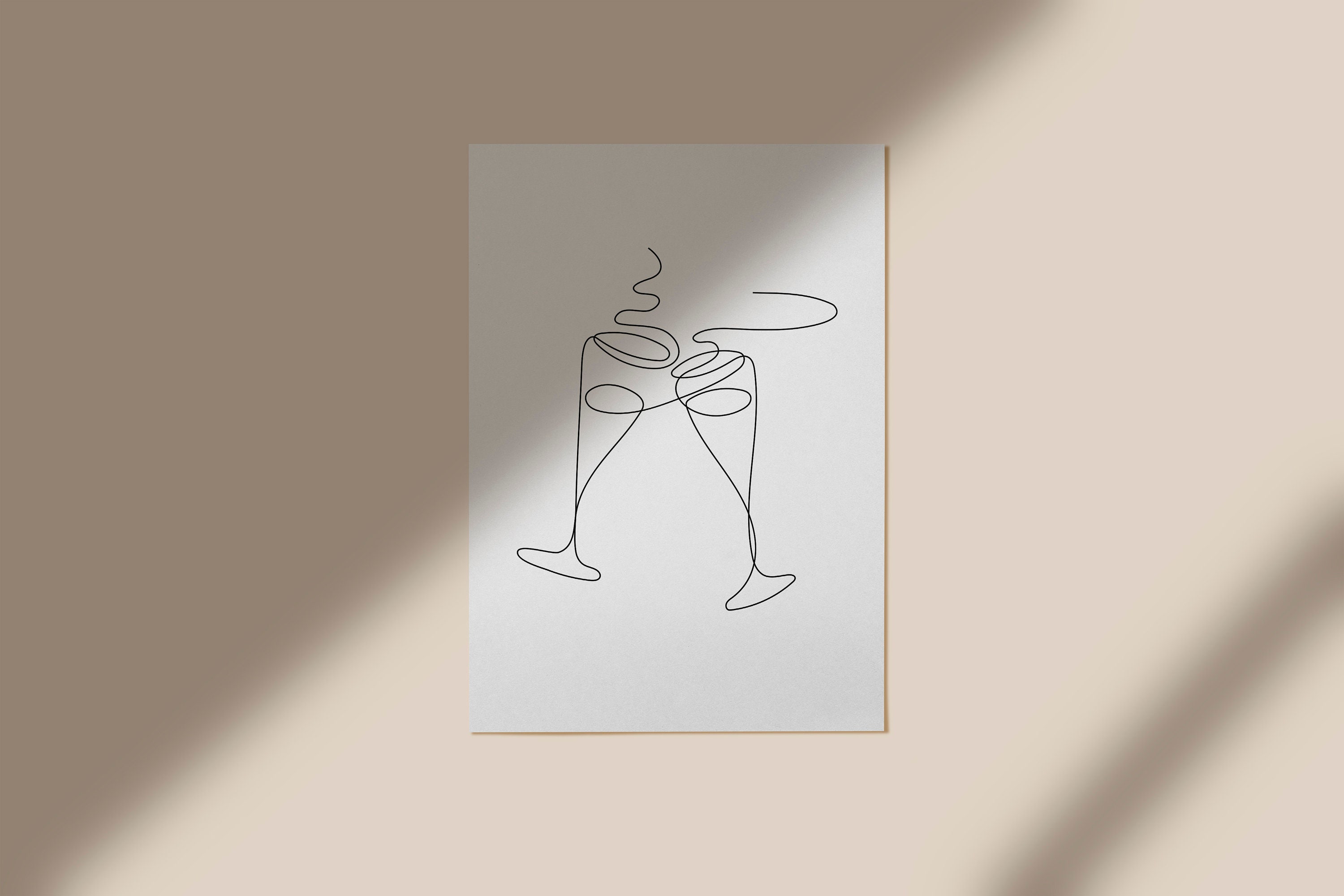 Champagne One Line Art, Champagne Line Art, Champagne Line Print ...