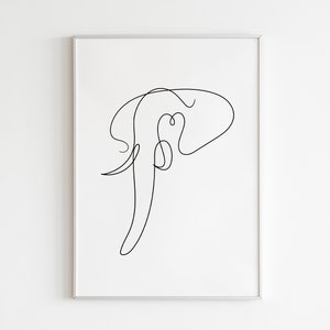 Elephant One Line Art, Elephant Line Art, Elephant One Line Drawing ...