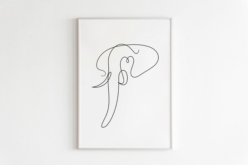 Elephant One Line Art, Elephant Line Art, Elephant One Line Drawing ...