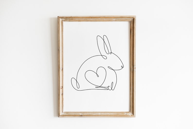 Bunny Love One Line Art, Rabbit One Line, Bunny Line Art, Bunny ...