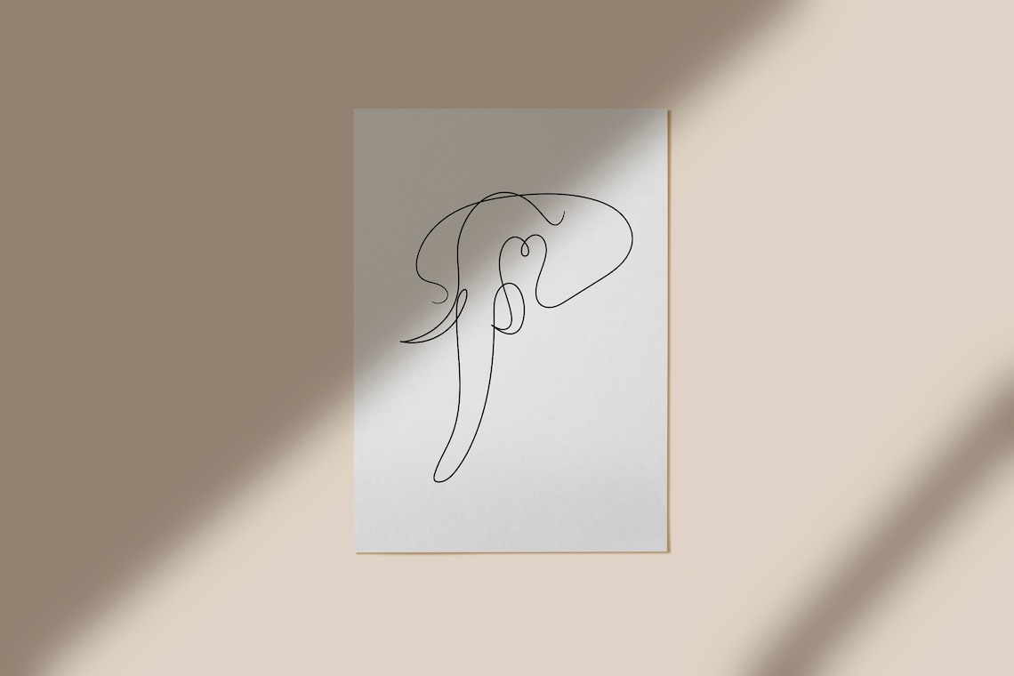 Elephant One Line Art, Elephant Line Art, Elephant One Line Drawing ...