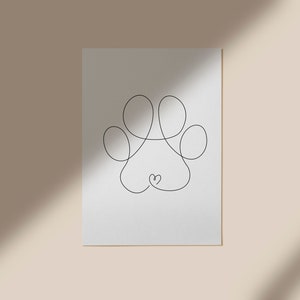 Paw Love One Line Art, Paw Line Art, Paw Minimalist Print, Paw One Line ...