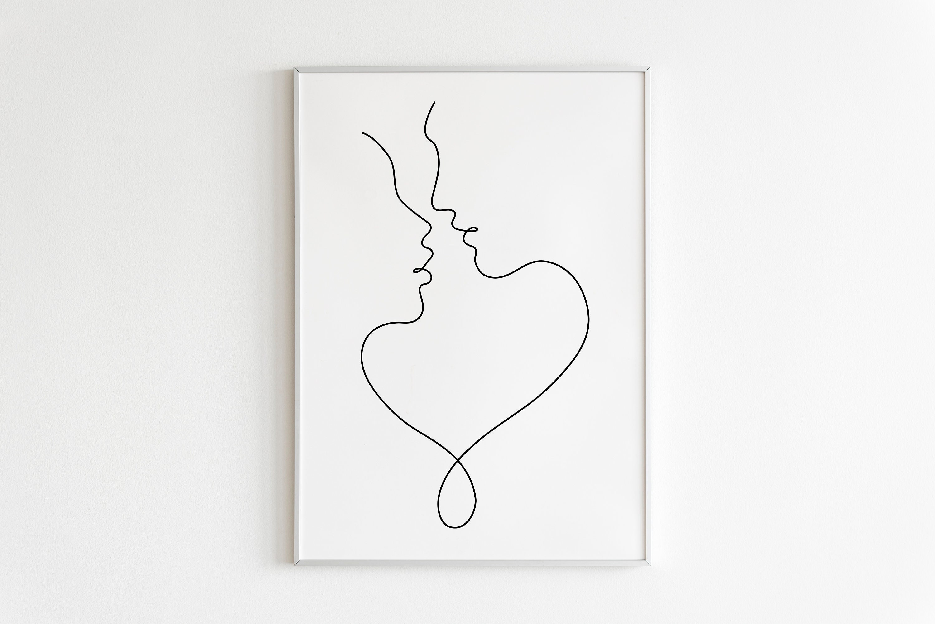 Couple Line Art Print Kiss Face Line Art Couple Print - Etsy