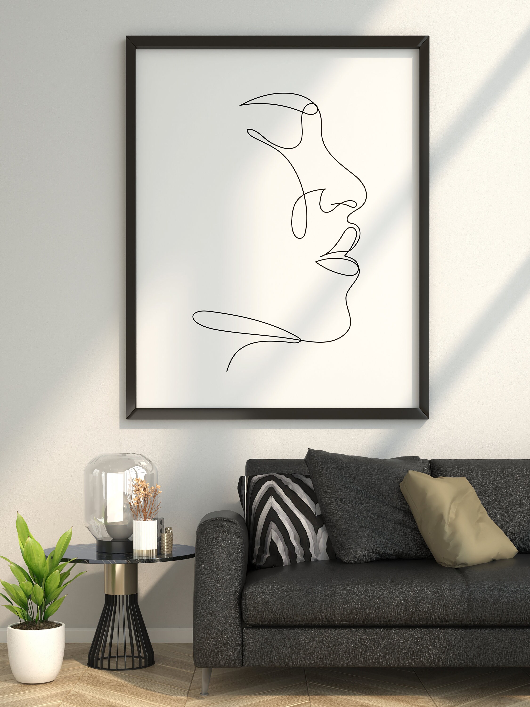 Crying Woman One Line Art, Crying Face Minimalist Druck, Crying Face ...