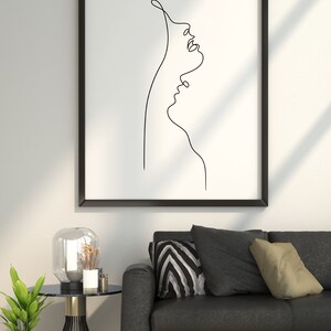 Couple One Line Art, Line Art Couple, Face Line Art, Couple Print ...