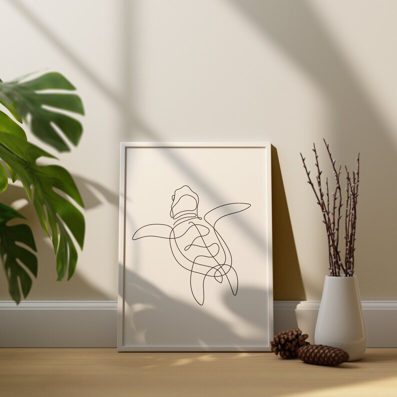 Turtle One Line Art, Turtle Line Art, Turtle Minimalist Print, Turtle ...