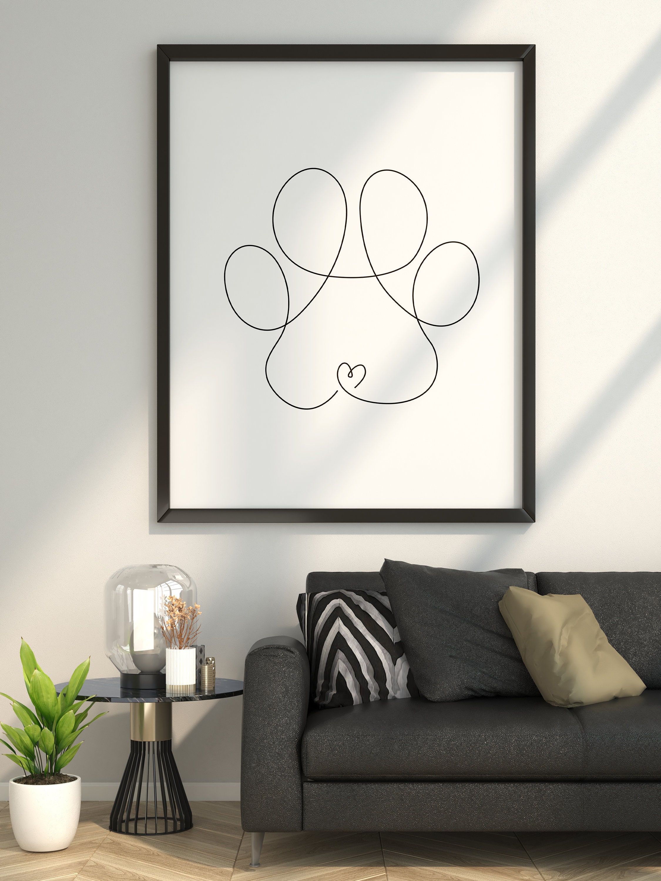 Paw Love One Line Art, Paw Line Art, Paw Minimalist Print, Paw One Line ...