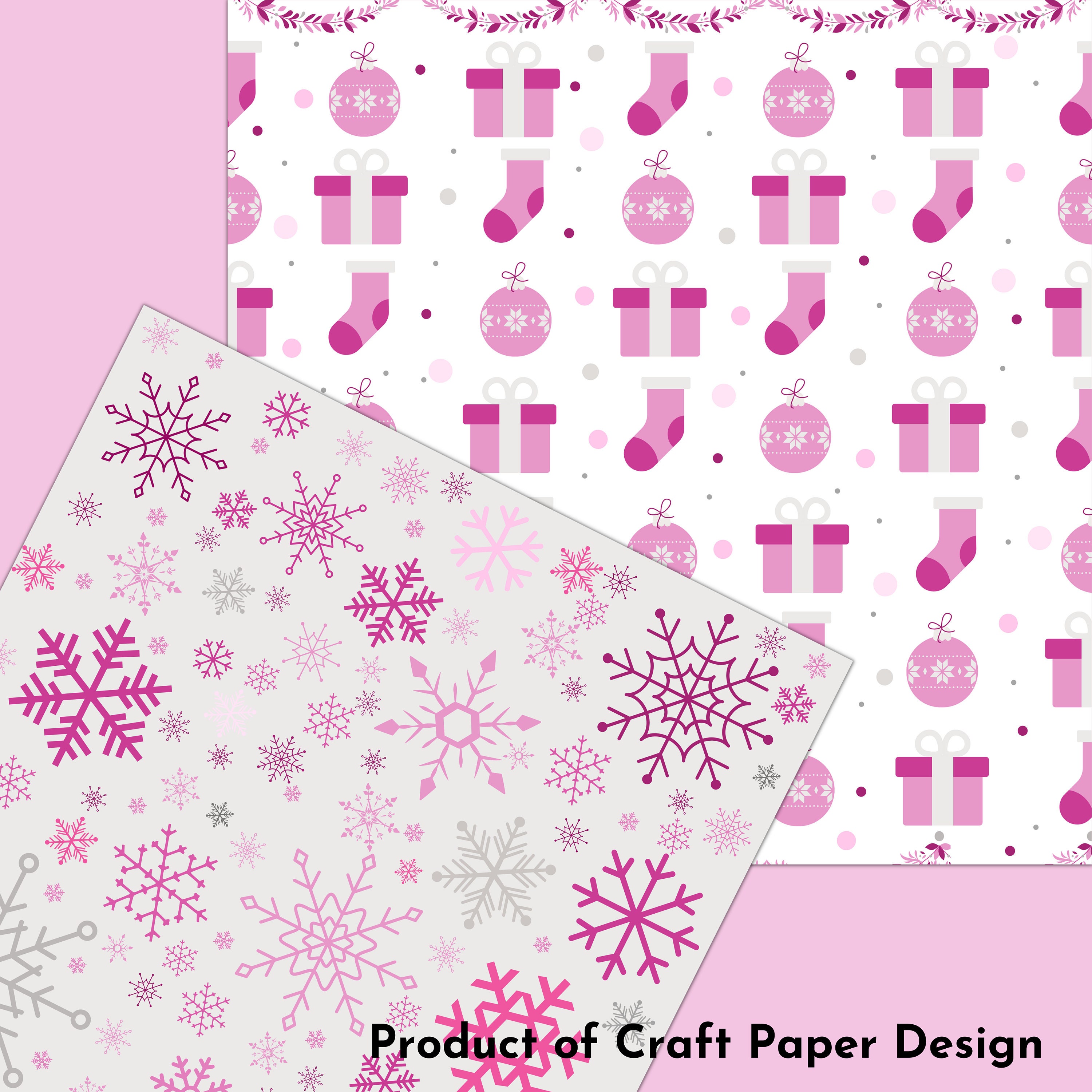 Pink Christmas Digital Paper - Etsy
