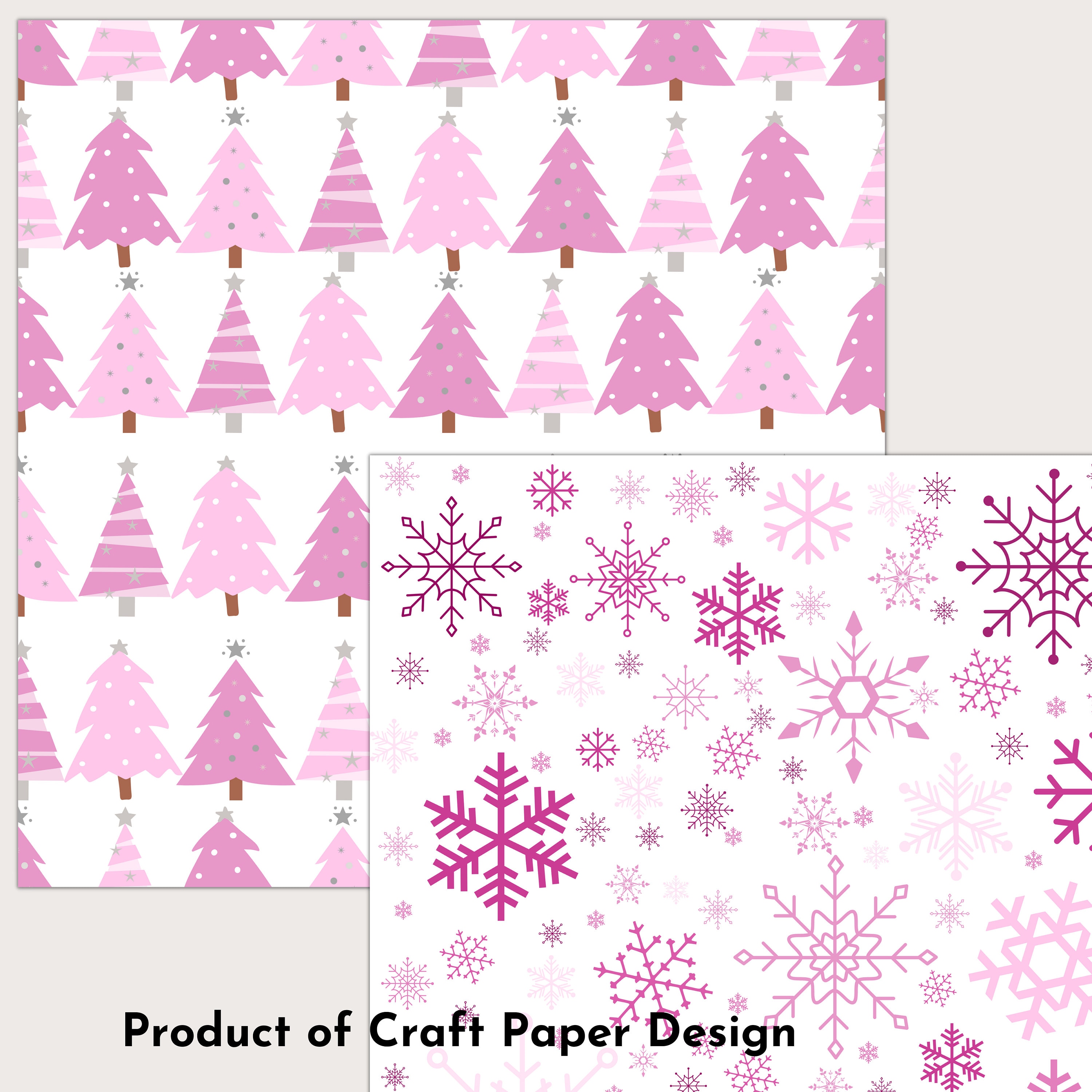 Pink Christmas Digital Paper - Etsy