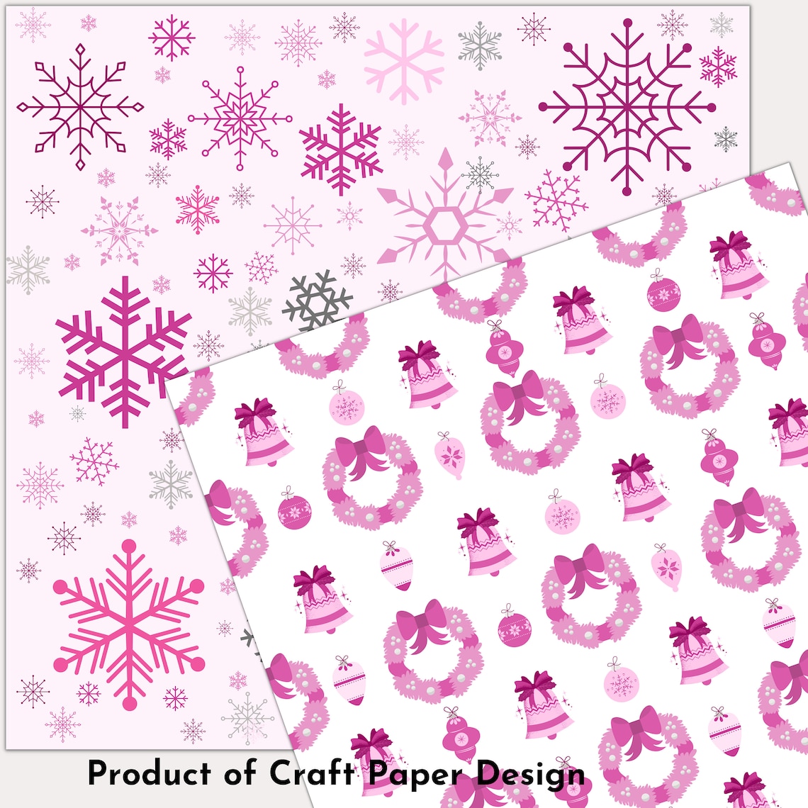 Pink Christmas Digital Paper - Etsy
