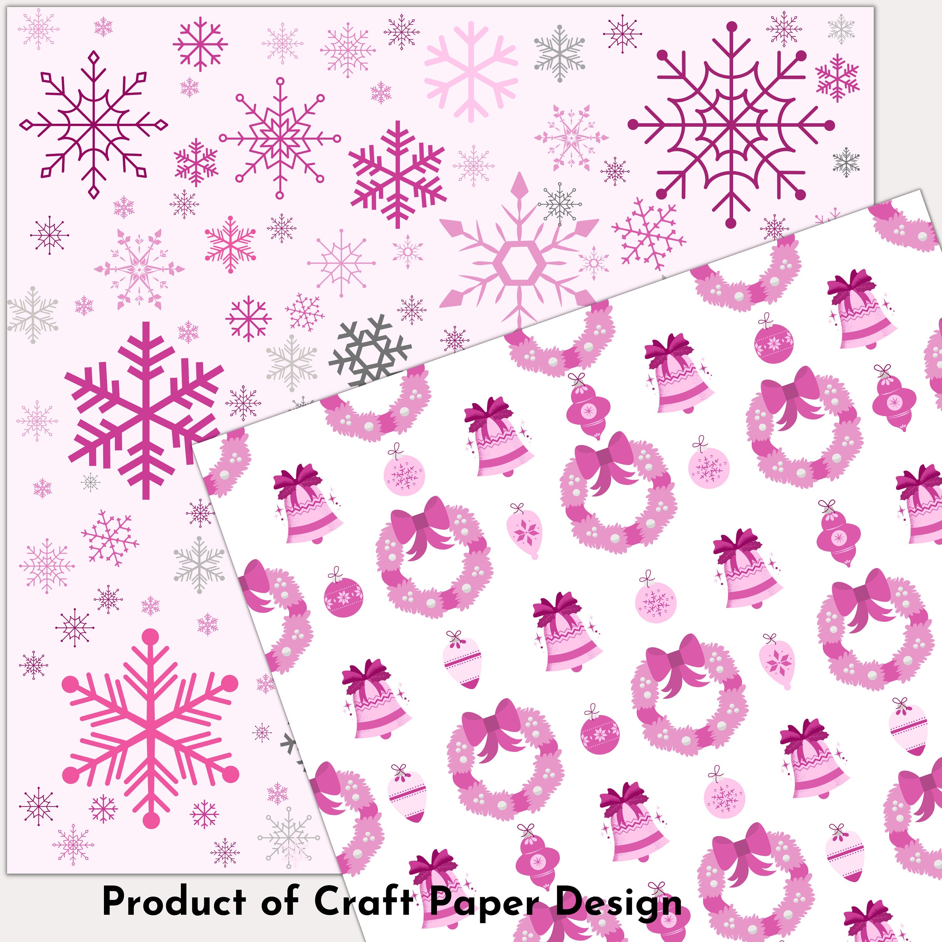 Pink Christmas Digital Paper - Etsy