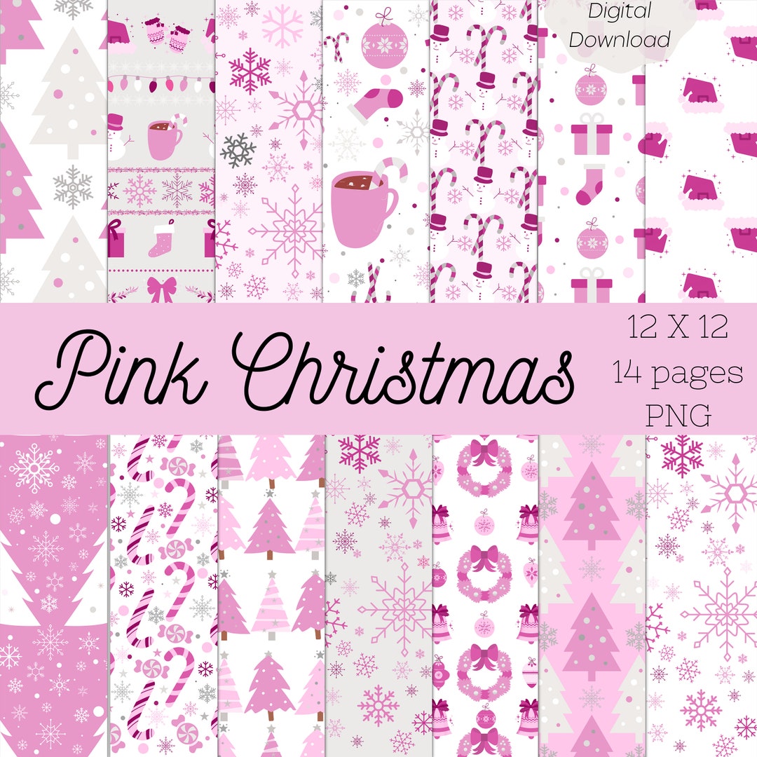 Pink Christmas Digital Paper - Etsy