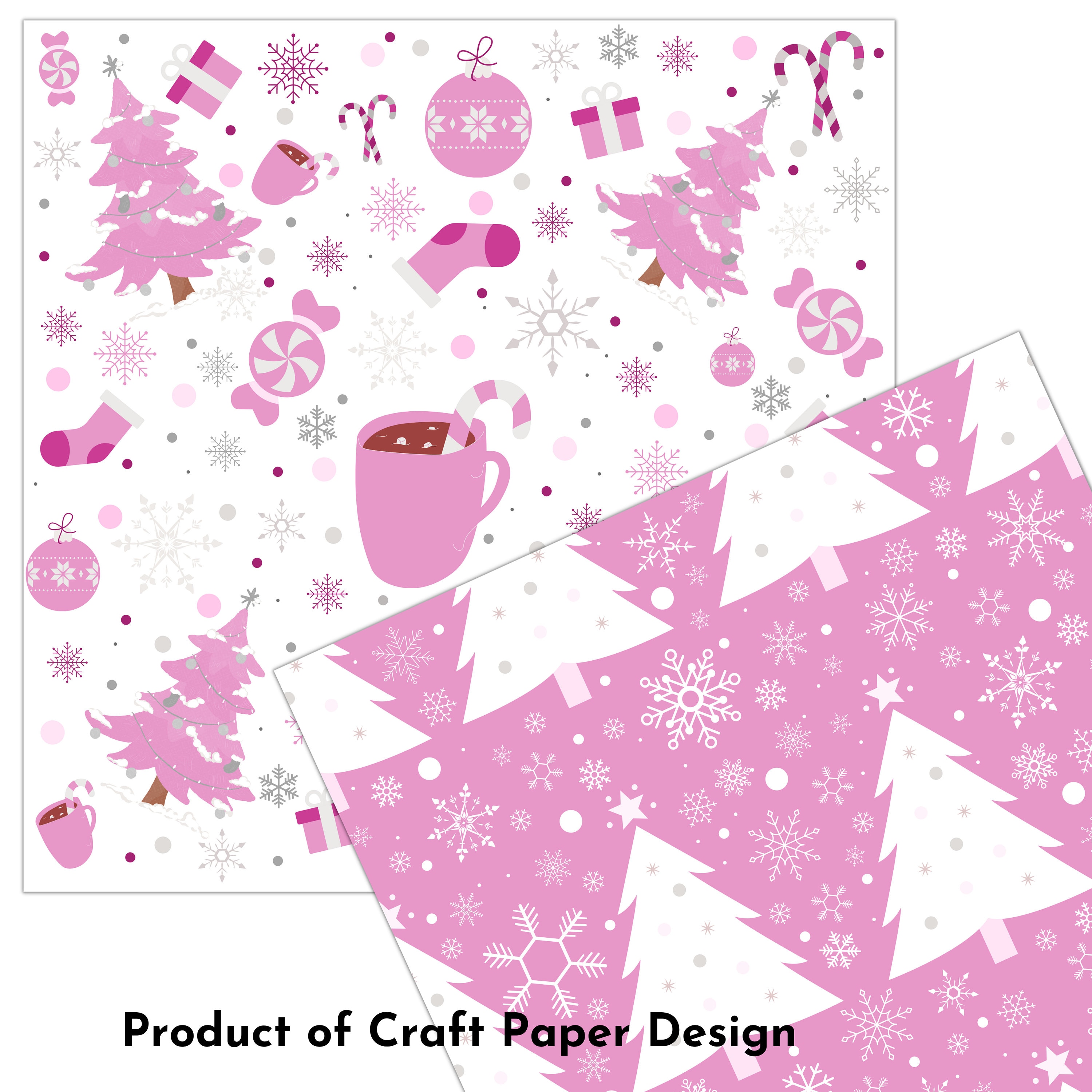 Pink Christmas Digital Paper - Etsy