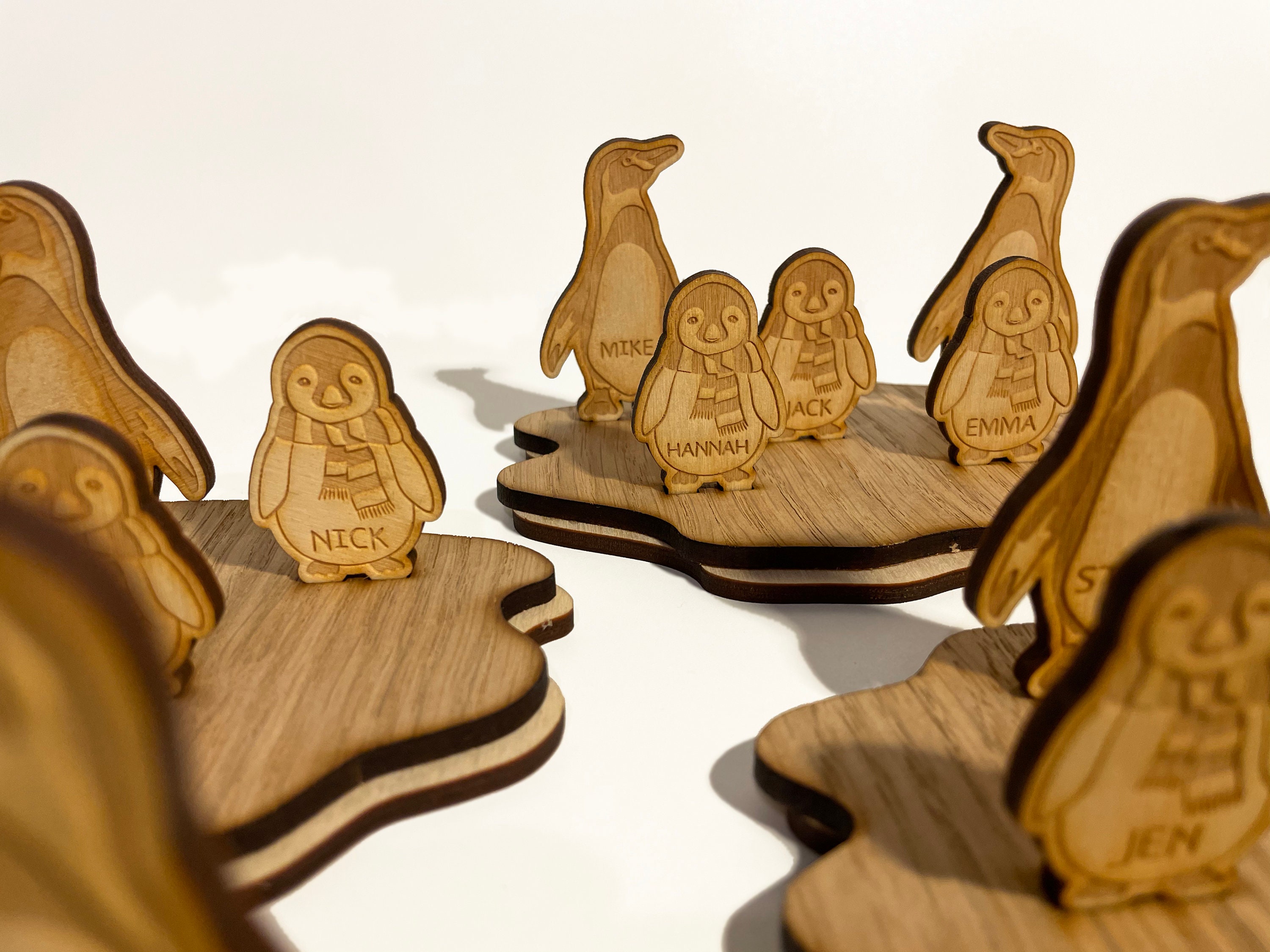 Personalised Wooden Penguin Family - Etsy