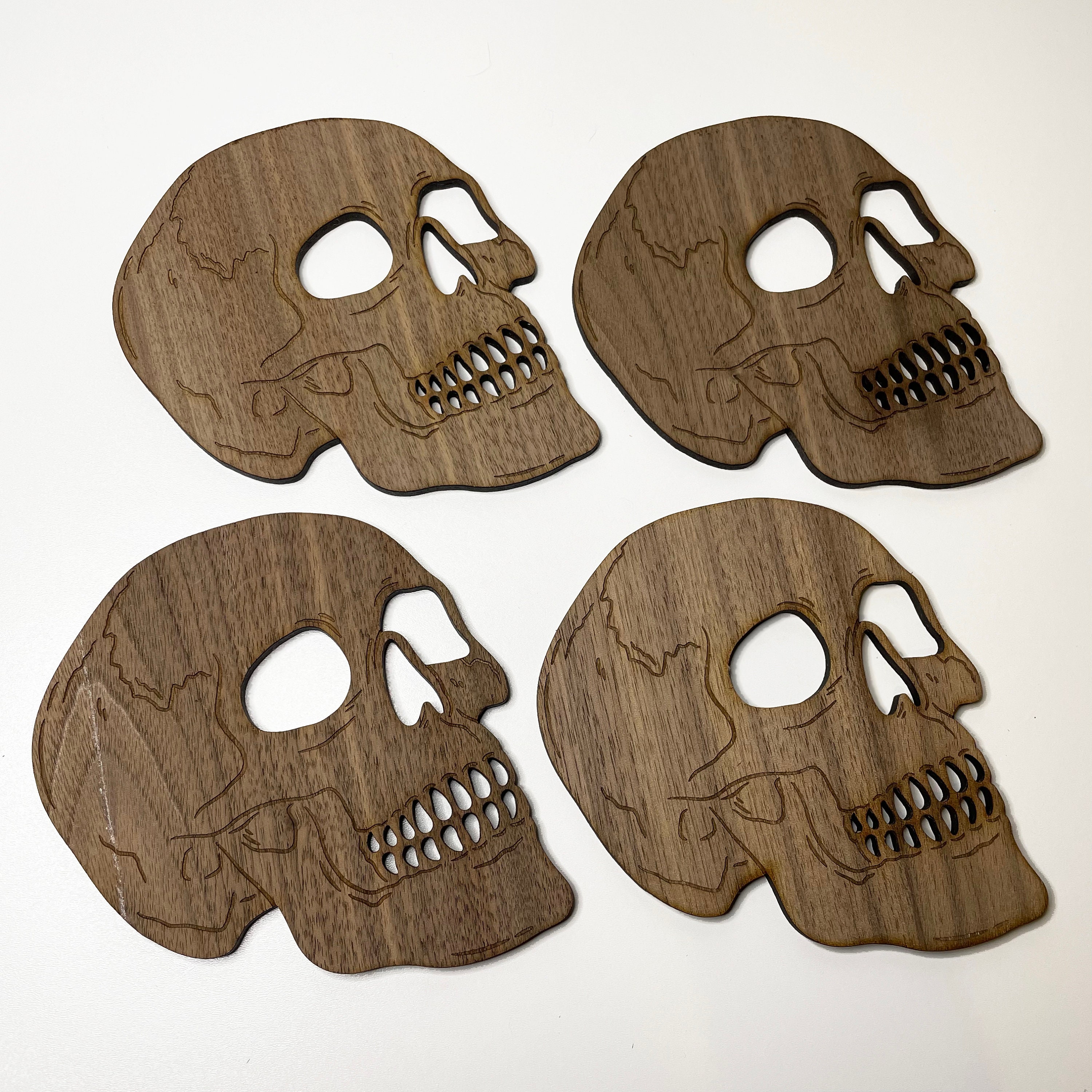 Skull Coasters - Set of 4 or 6 - Halloween Decor - Spooky Home ...