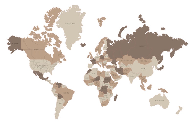 Wooden World Map Rustic Farmhouse Decor Gift for Travel Lovers New Home ...