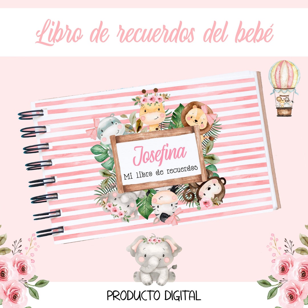 Kit Imprimible Printable Libro Recuerdos Del Bebé Safari Rosa Selva ...