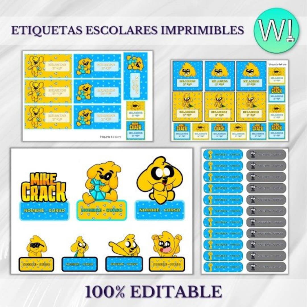 Printable Kit Editable Mikecrack School Labels - Etsy