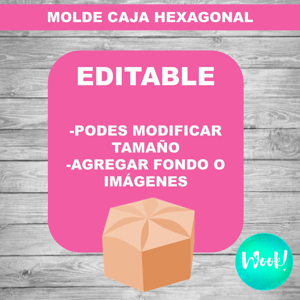 Kit Imprimible Printable Molde Caja Hexagonal 3 Tamaños Editables - Etsy México