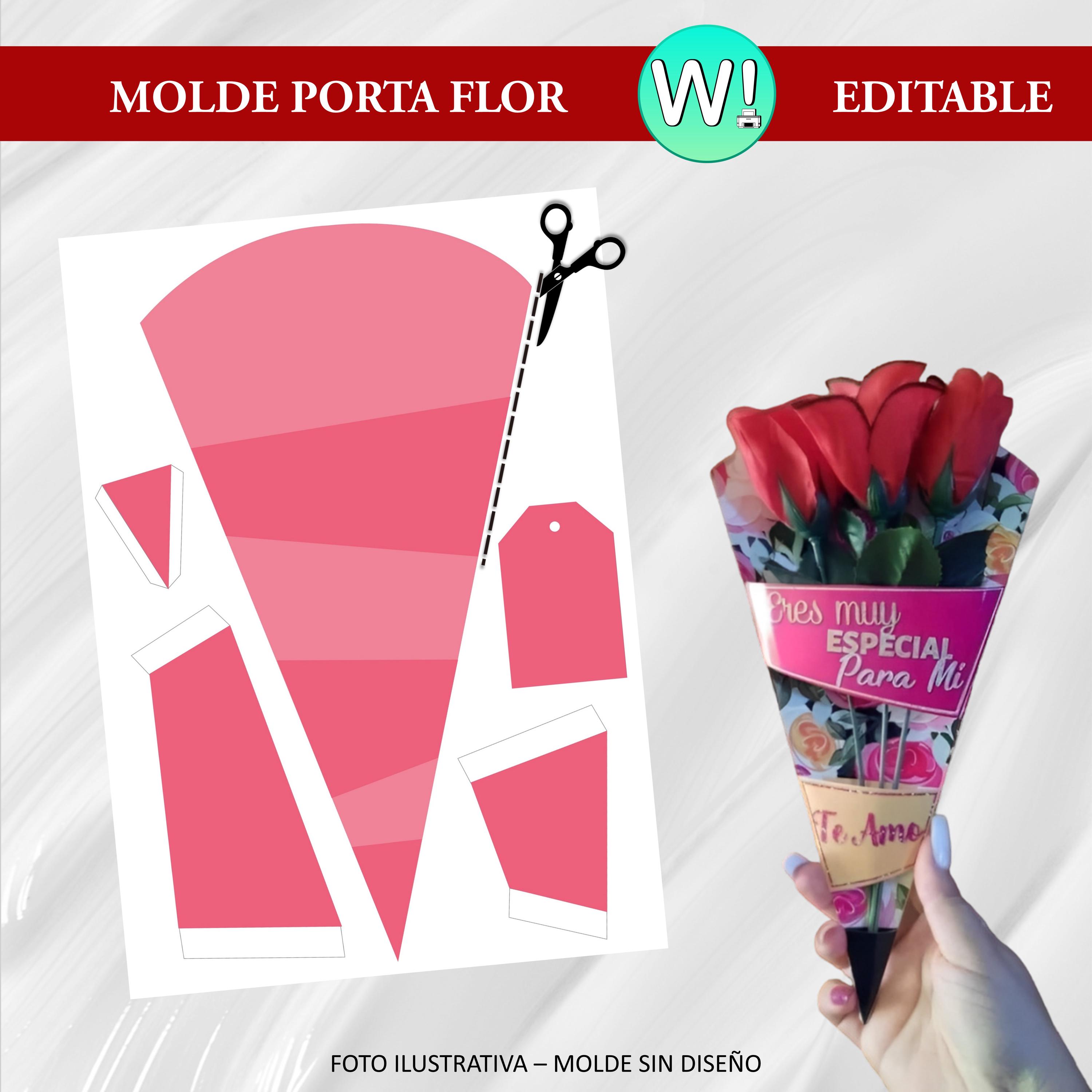 Kit Imprimible Printable Molde Porta Flor Editable - Etsy México