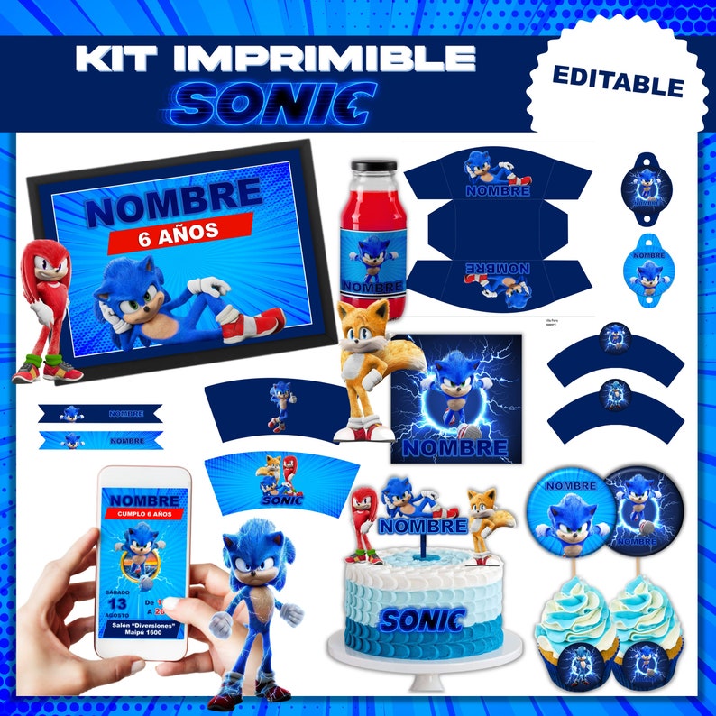 Printable Sonic Editable Kit + Coloring Book - Etsy