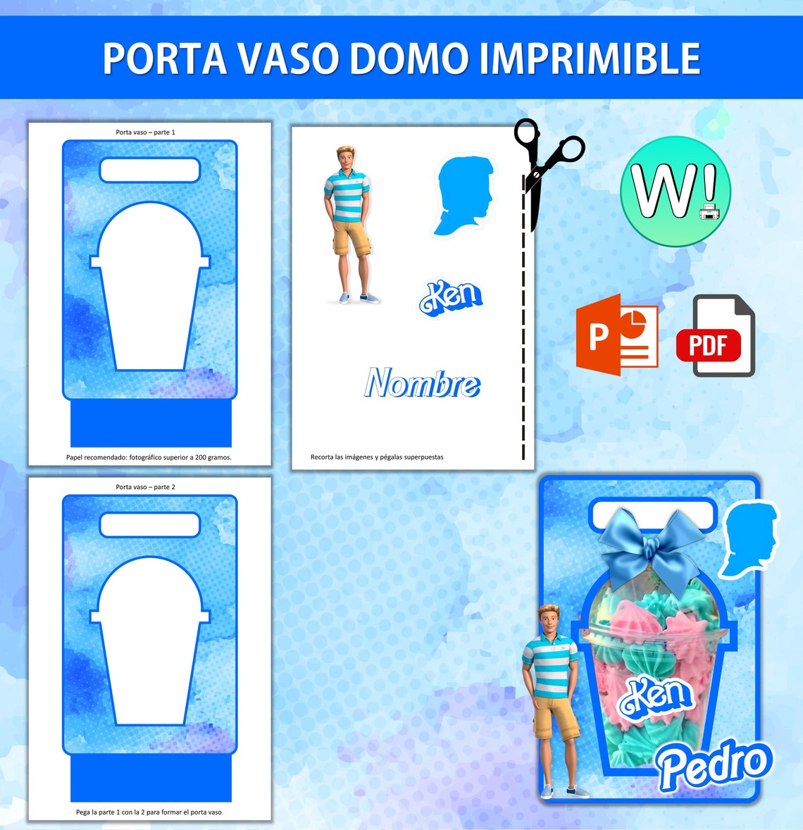 Kit Imprimible Printable Porta Vaso Domo Ken Editable - Etsy España