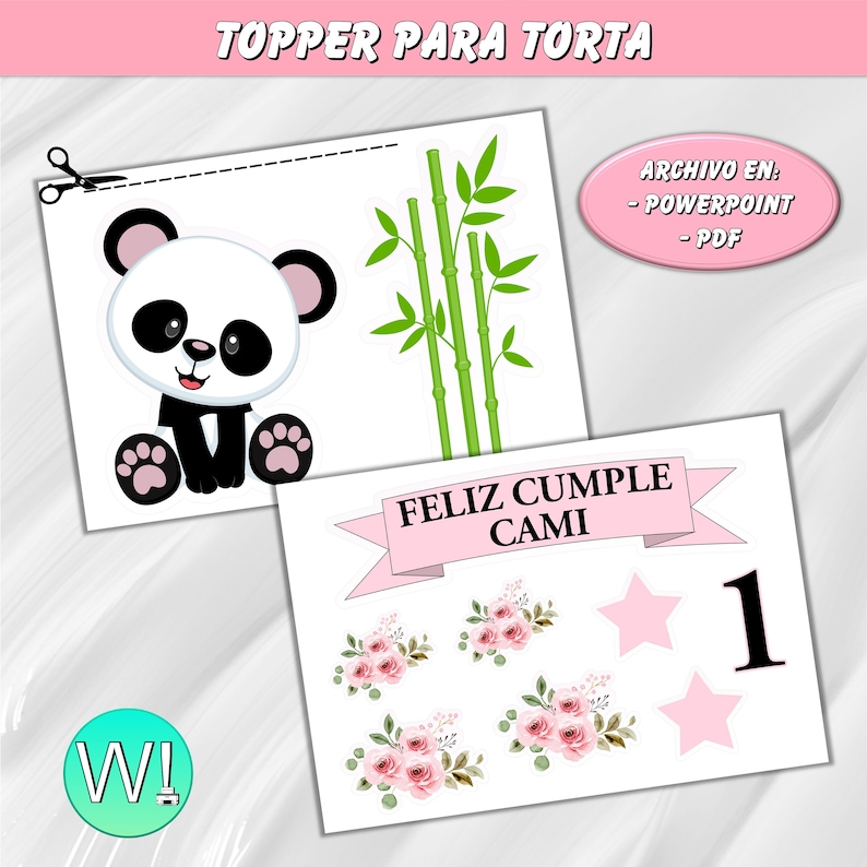 Printable Kit Printable Editable Cake Topper Panda Bear - Etsy