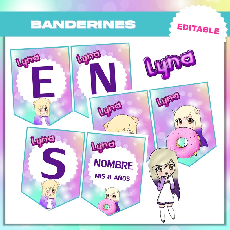 Kit Imprimible Printable Lyna Youtuber Deco y Candy Editable - Etsy España