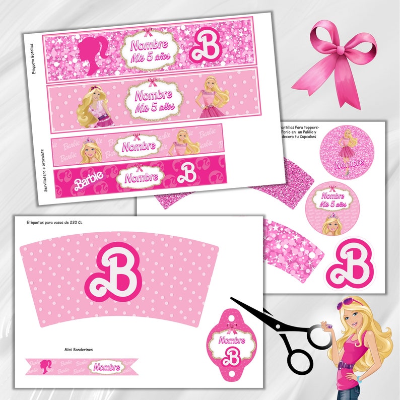 Printable Kit Printable Birthday Candy Bar Barbie Pink Editable - Etsy ...