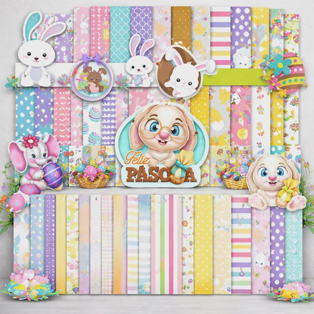 Printable Digital Kit Easter Collection Clipart PNG + Digital Papers - Etsy