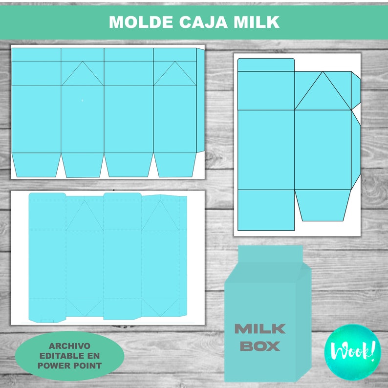 Kit Imprimible Printable Molde Caja Milk Box Editable - Etsy España