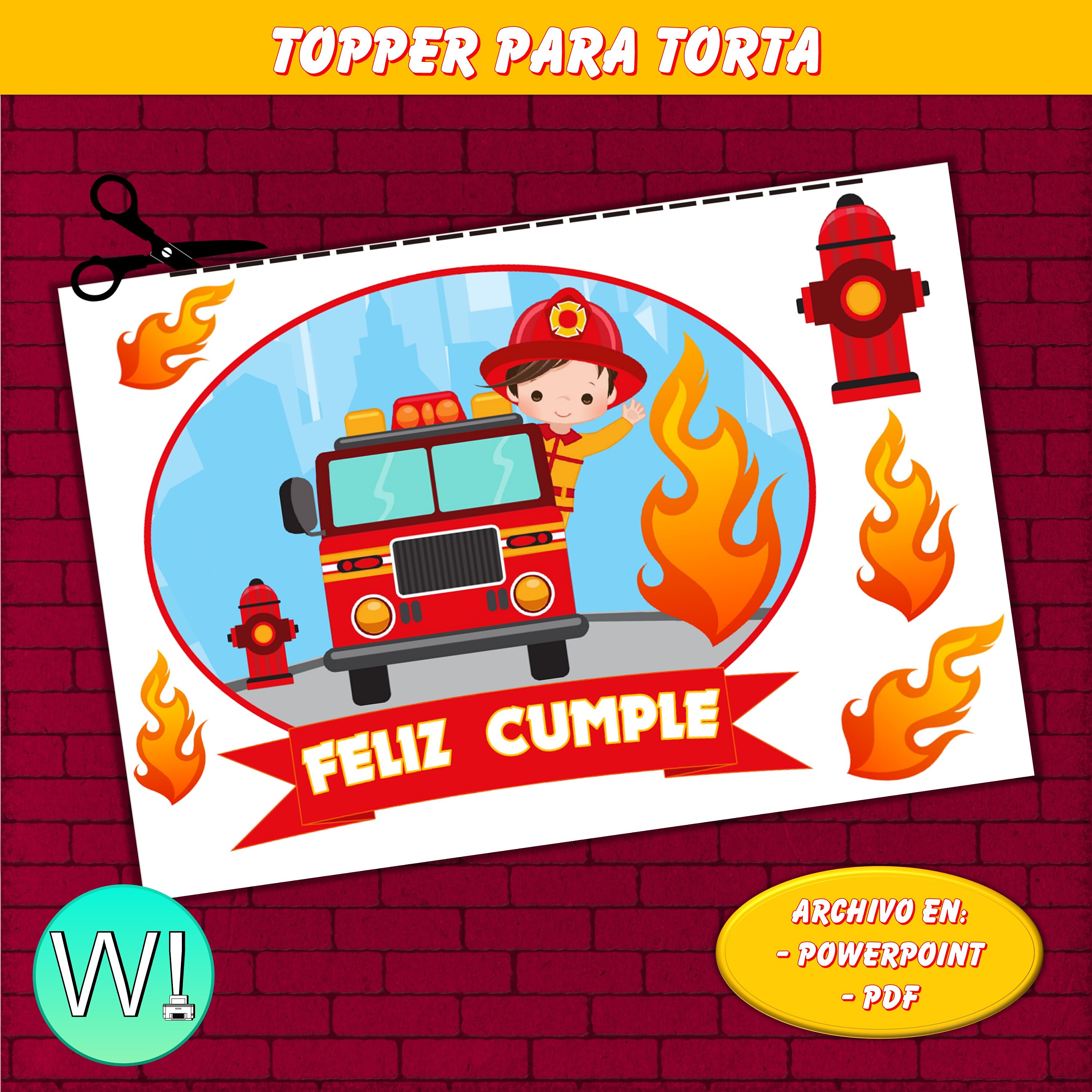 Printable Kit Printable Cake Topper Editable Firefighters - Etsy