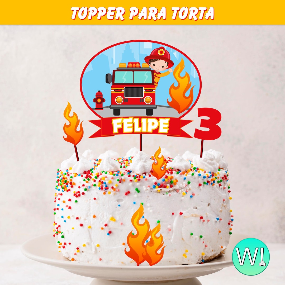 Printable Kit Printable Cake Topper Editable Firefighters - Etsy