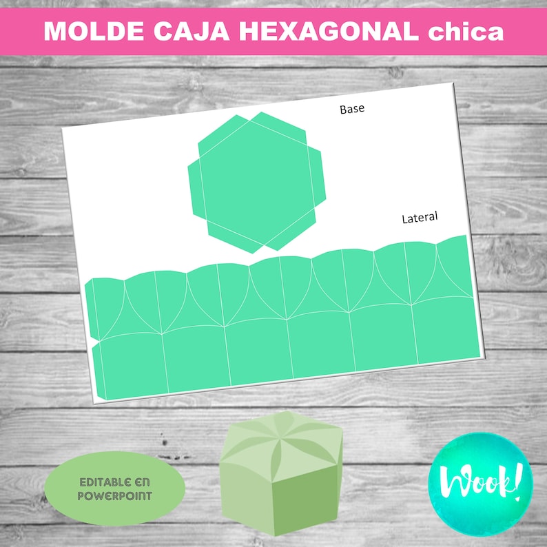 Kit Imprimible Printable Molde Caja Hexagonal 3 Tamaños Editables - Etsy México