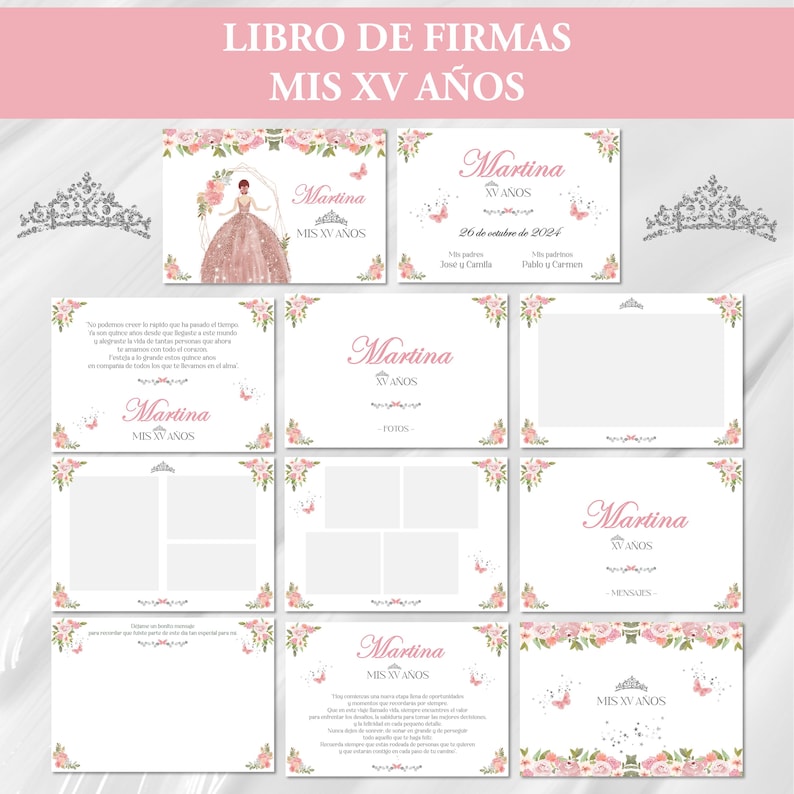Printable Kit Printable Guest Book My 15 Years Pink - Etsy