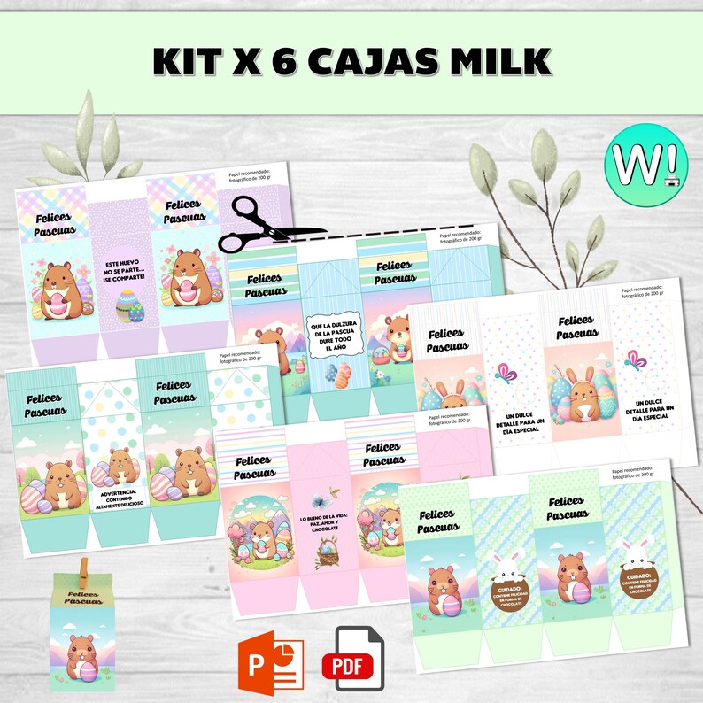 Printable Kit Printable X 6 Boxes Milk Capybara Happy Easter - Etsy ...