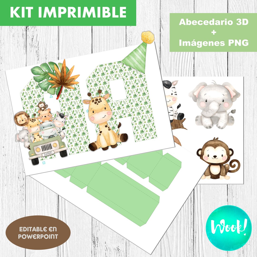 Printable Kit Printable 3D Safari Letters Editable - Etsy