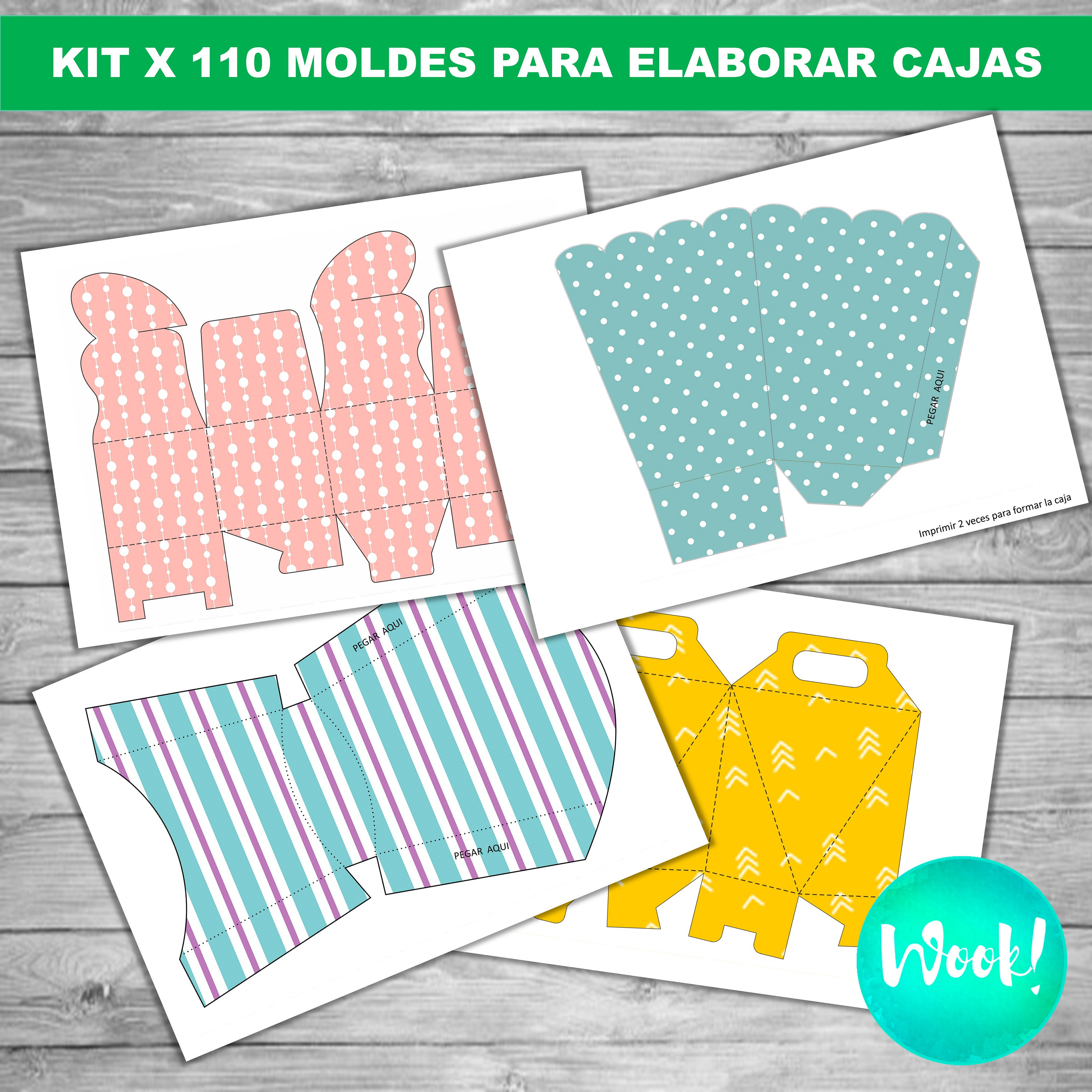 Printable Printable Kit X110 Editable Box Molds Papers - Etsy