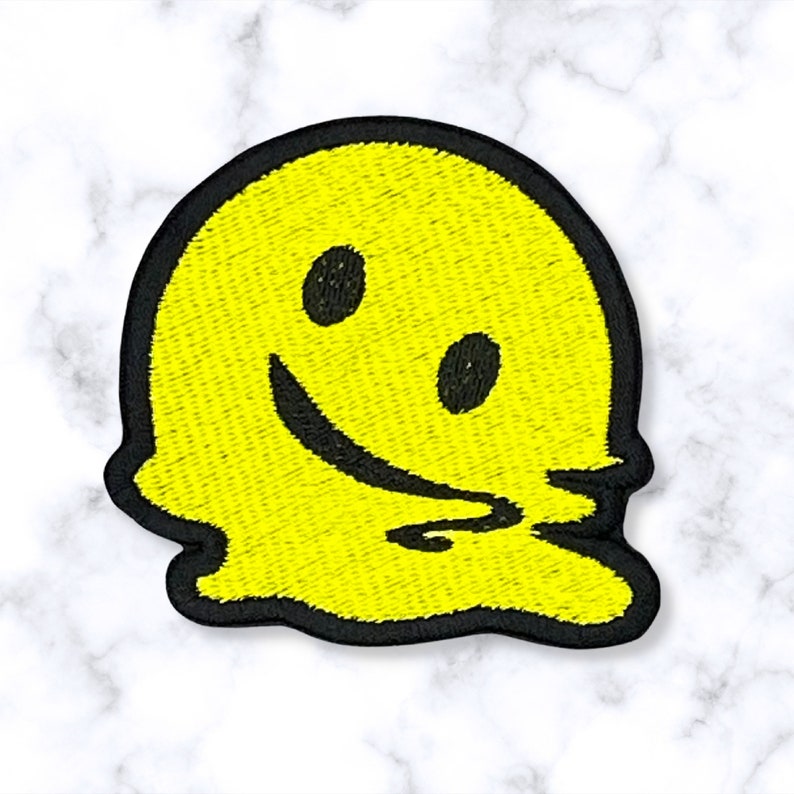 Melting Smiley Face Iron-on Patch: Alternative Gift - Etsy