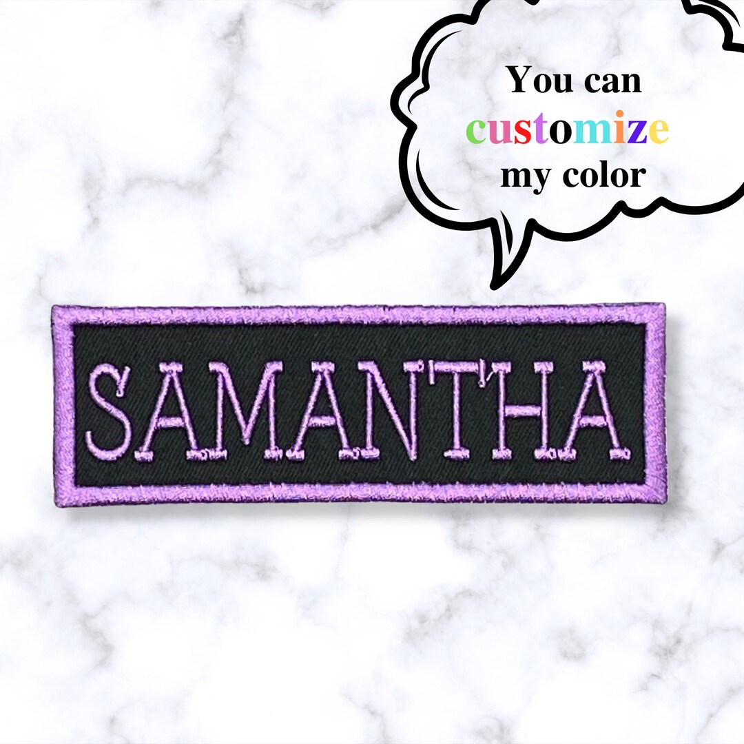Name Tag, Black Rectangle Name Patch , Embroidered Iron on Patch, Name ...