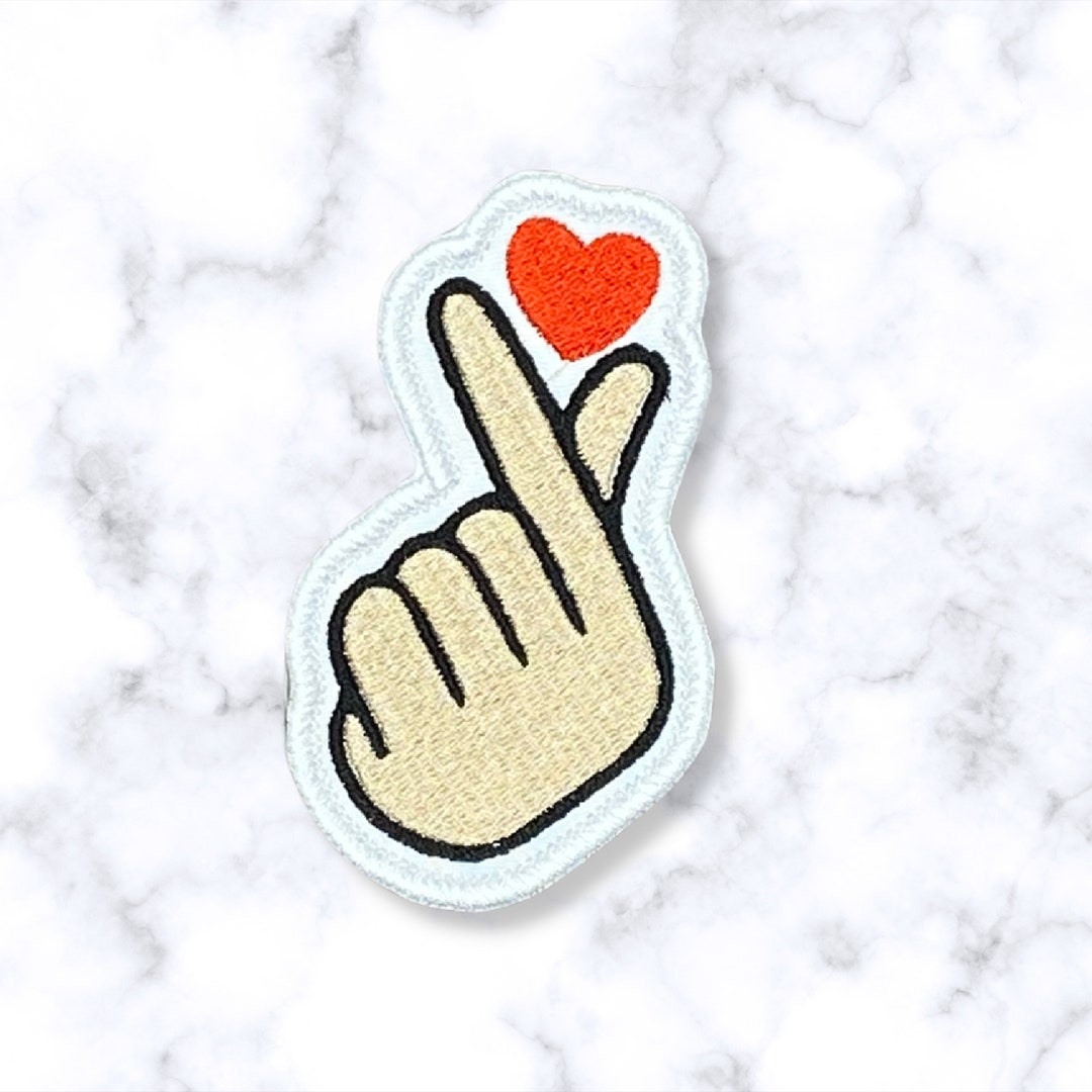 Finger Heart Iron-on Embroidered Patch, Finger Heart Patch, Finger ...