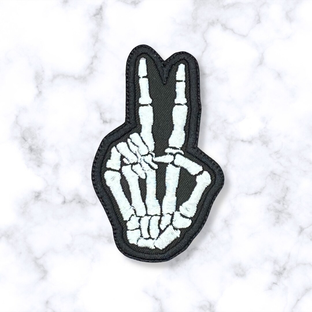 Skeleton Peace Sign Patch, Iron-on Patch, Two Finger Peace Sign - Etsy