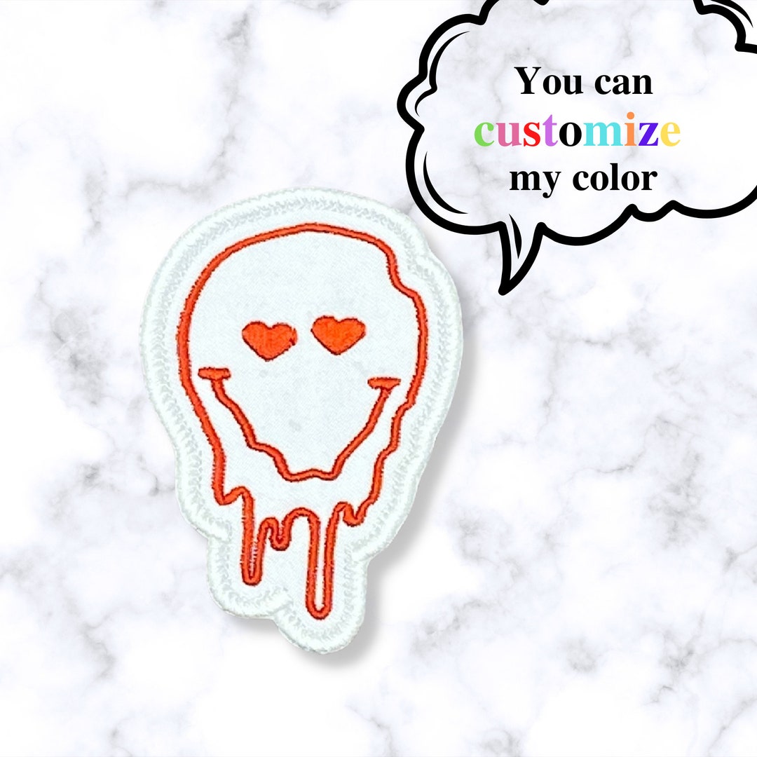 Melting Smiley Face Patch Heart Eyes Smiley Patch Smiley - Etsy
