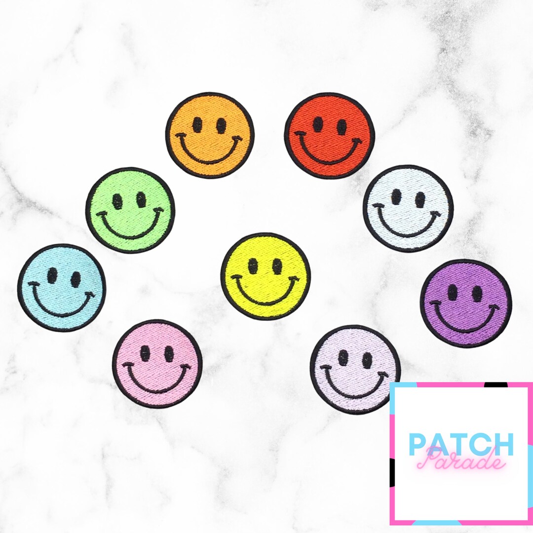 Smiley Face Patch, Happy Face Patch, Smiley Face Badge, Iron-on Patch ...