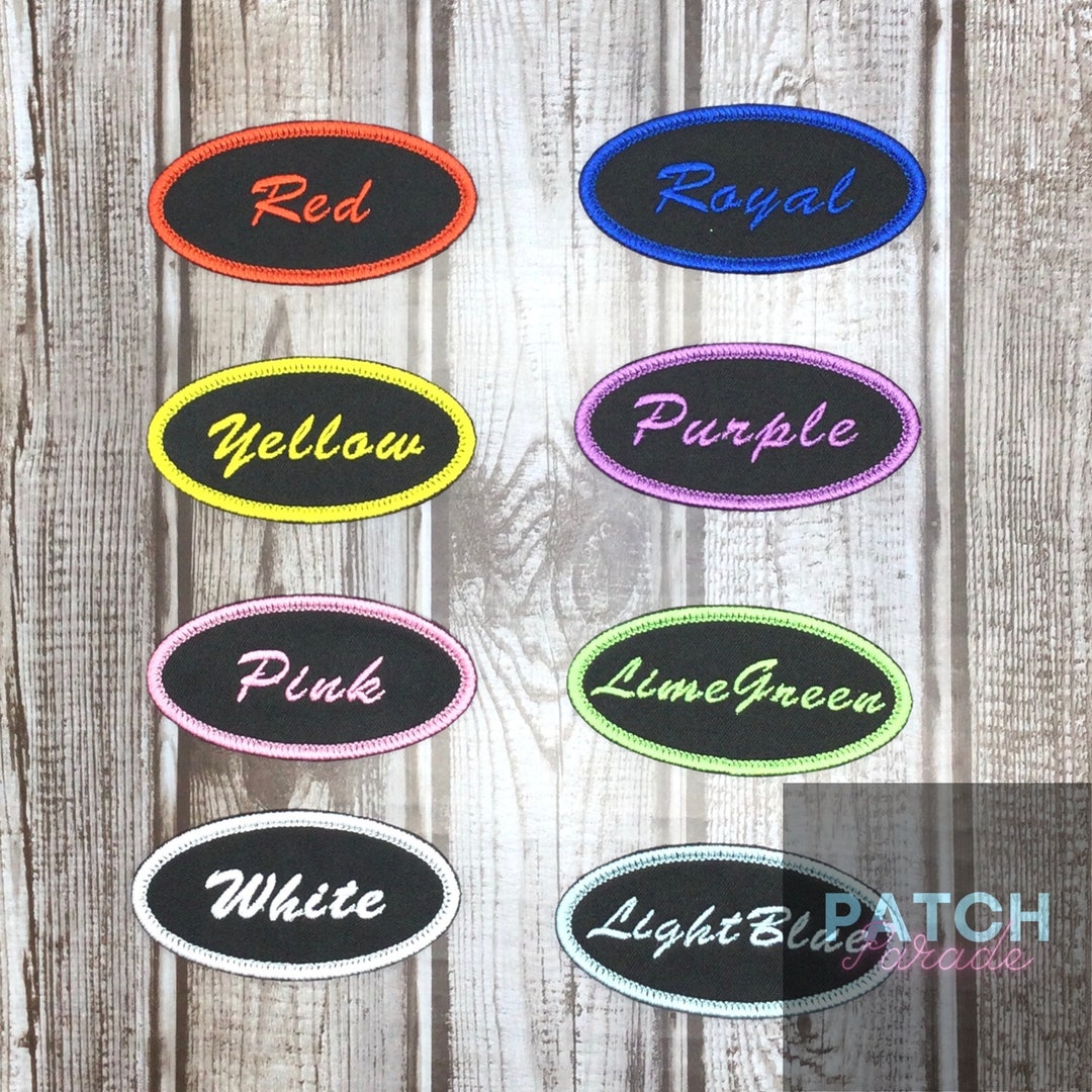 Black Name Tag , Black Oval Mechanic Name Patch , Embroidered Iron on ...