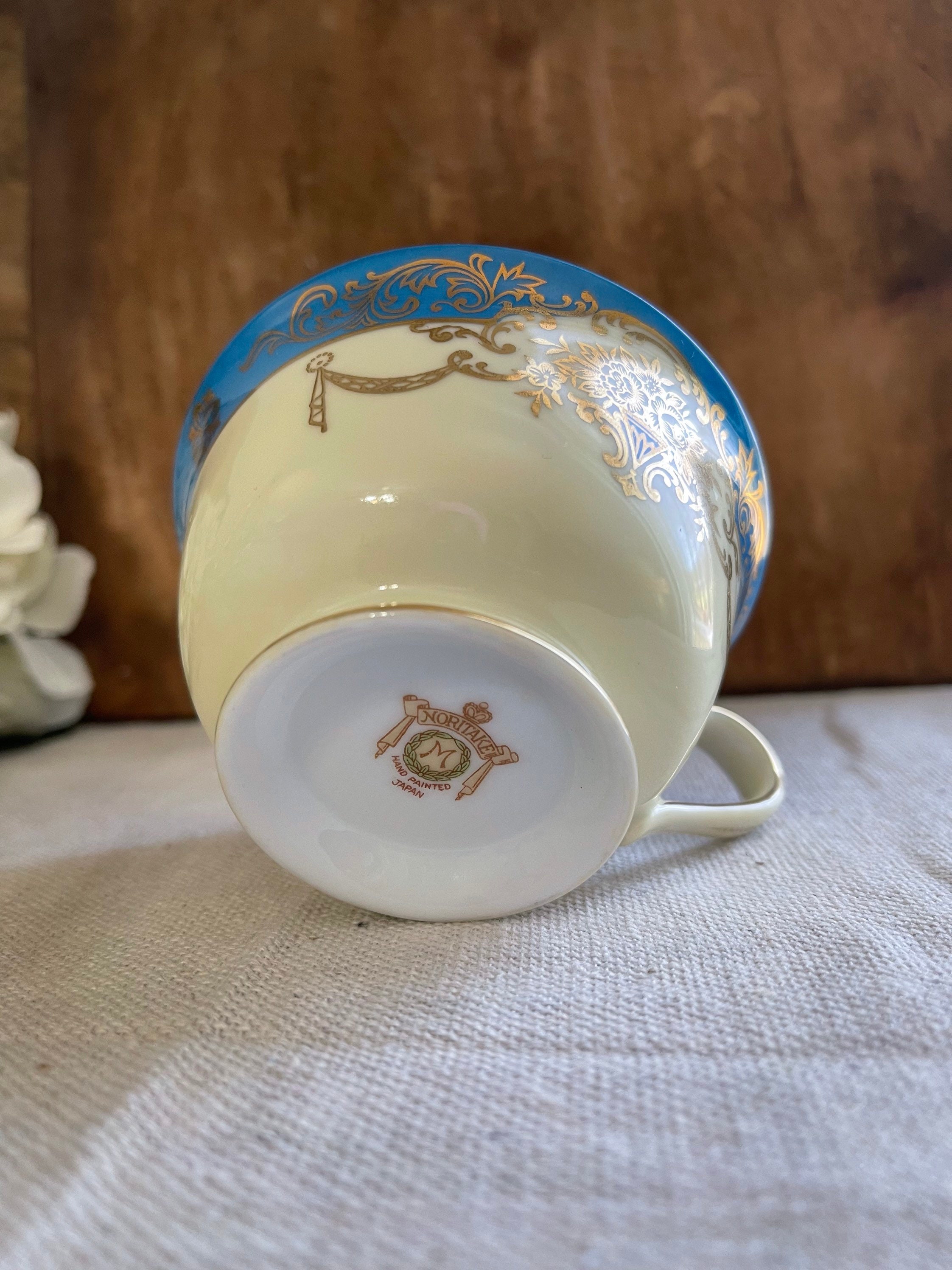 Vintage Morimura Noritake Hand Painted Japan Blue & Gold Floral Tea Cup ...