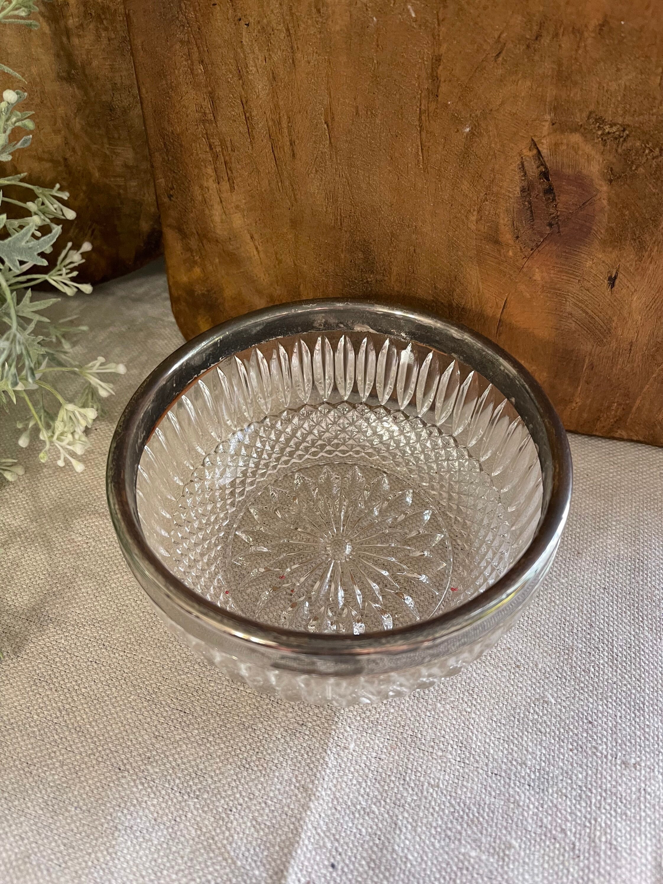 Vintage Leonard Italy Silver Plated Rim Crystal 5 Bowl // Farmhouse ...